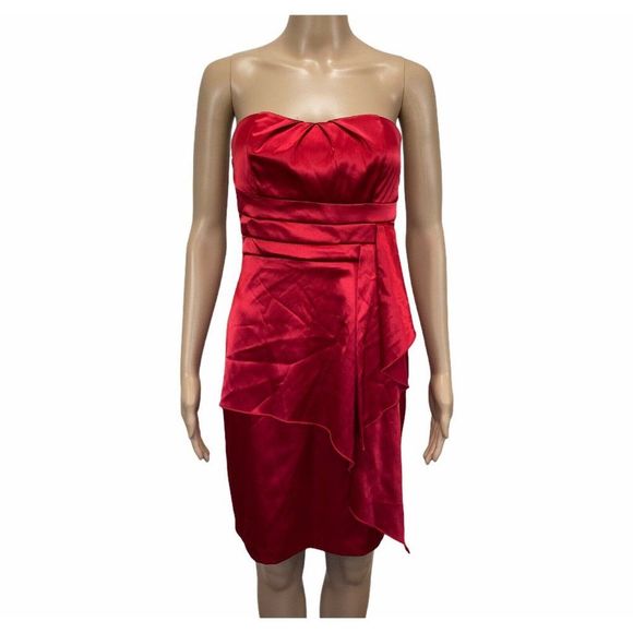 Ruby Rox | Dresses | Ruby Rox Red Silky Strapless Bridesmaid Dress L66 ...